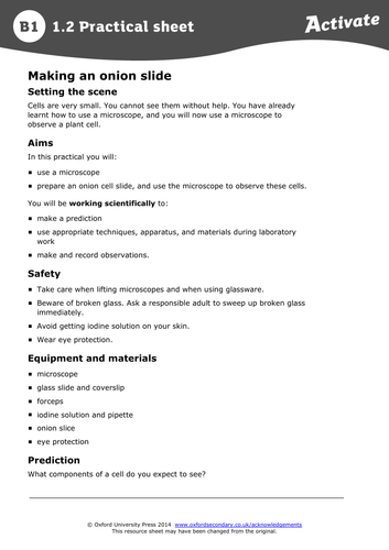 Observing cells KS3 | Teaching Resources