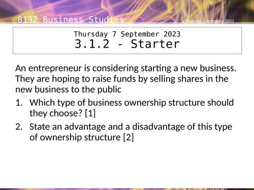 AQA GCSE Business Studies 3.1 Business in the Real Word SoW | Teaching ...