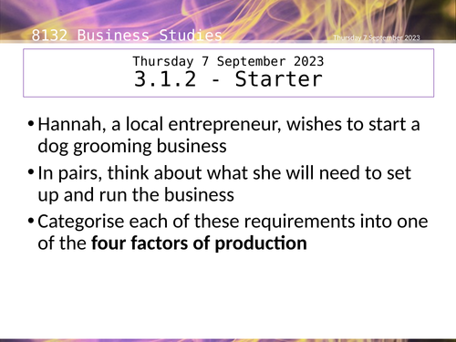 AQA GCSE Business Studies 3.1 Business in the Real Word SoW | Teaching ...