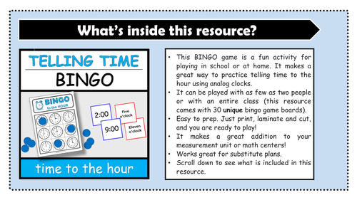 Telling Time to the Hour BINGO GAME | Matching Activity | Teaching ...