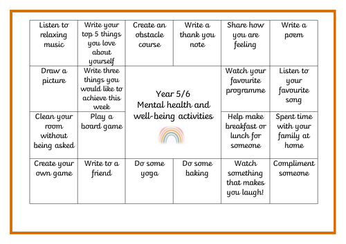 KS2 mental health and wellbeing bingo activities | Teaching Resources