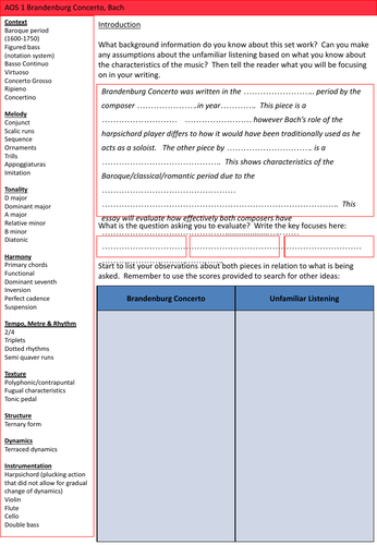 AOS 1 Bach Section B writing support | Teaching Resources