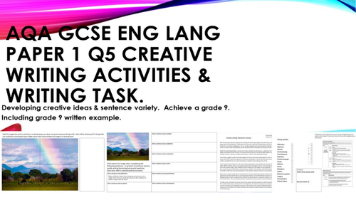 AQA GCSE Eng Lang Paper 1 Creative writing resource grade 9 Q5 ...
