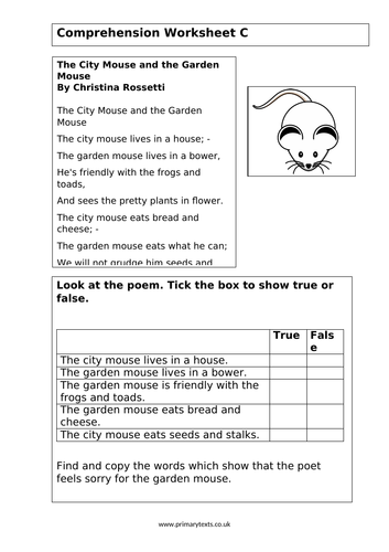 KS1 Classic Poetry Lesson: City Mouse and Country Mouse Poem with ...