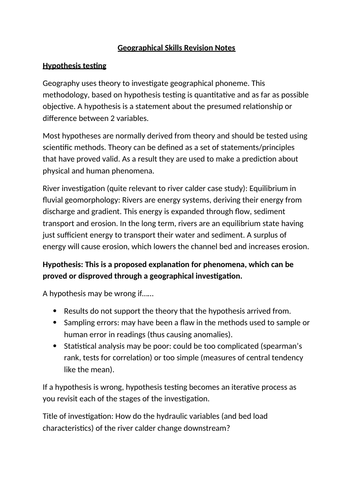 A Level Geographical Skills and Investigation Revision Notes | Teaching ...