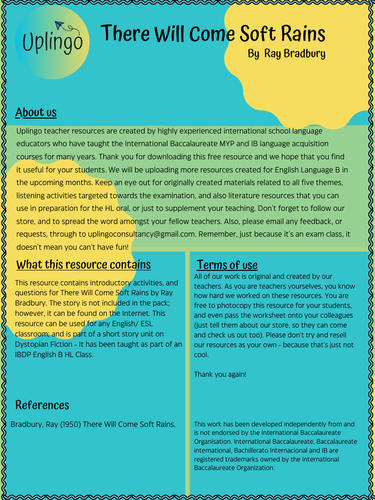 Dystopian Fiction: There Will Come Soft Rains | Teaching Resources