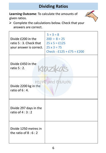 Ratio Workbook - Level 1 Maths Functional Skills | Teaching Resources