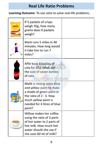 Ratio Workbook - Level 1 Maths Functional Skills | Teaching Resources
