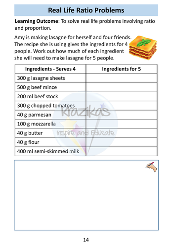 Ratio Workbook Level 1 Maths Functional Skills Teaching Resources