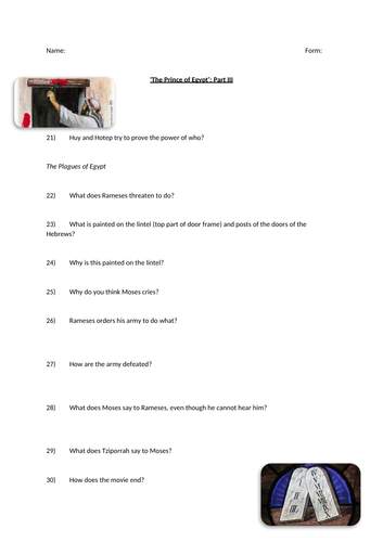 Moses and the Exodus - 'The Prince of Egypt' (1998) | Teaching Resources