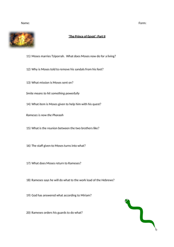 Moses and the Exodus - 'The Prince of Egypt' (1998) | Teaching Resources