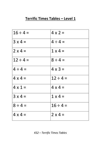 KS1 Times Tables + KS2 Times Tables | Teaching Resources