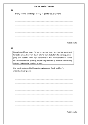 COGNITIVE EXPLANATIONS FOR GENDER DEVELOPMENT: KOHLBERG'S THEORY [A ...