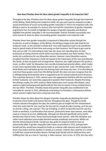 AN INSPECTOR CALLS REVISION PACK- Essay Plans, A Quote Bank , Character ...