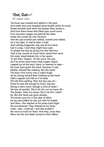 Editable 'Out, out-' Edexcel Poetry Unit | Teaching Resources