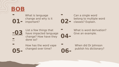 OCR A level English - Language Change War Lexis | Teaching Resources