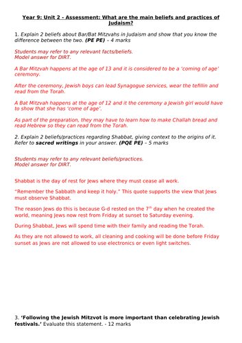 Judaism: Complete Unit (RE/RS) | Teaching Resources