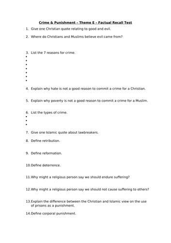 GCSE RS: Religion, Crime & Punishment (Complete Unit) | Teaching Resources