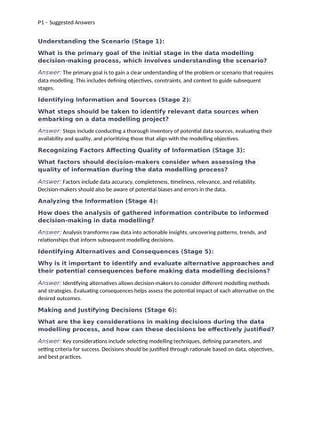 BTEC LEVEL 3 IT - Unit 5: Data Modelling Assignment A | Teaching Resources