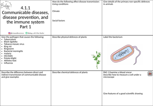 4.1.1 Communicable disease, prevention and the immune system revision ...