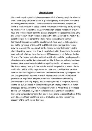 A Level Geography Climate Change Revision Notes | Teaching Resources
