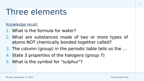1.1 Three Elements KS3 (Oxford SMART Activate - year 8) | Teaching ...