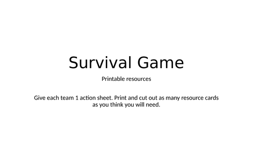 Printable Survival Role-Playing Game | Teaching Resources