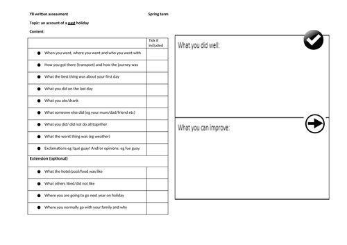 VIVA 2 Holidays Written Assessment | Teaching Resources