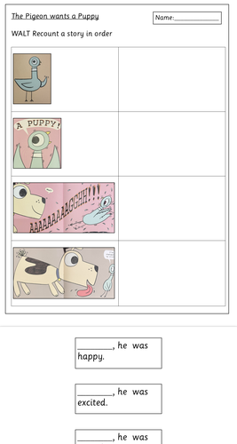 The Pigeon wants a Puppy Recount writing | Teaching Resources