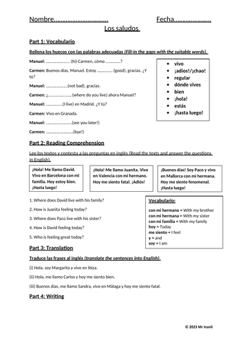 Beginners Spanish Worksheets Bundle | Teaching Resources