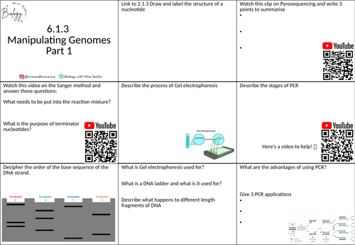 6.1.3 Manipulating genomes revision grid OCR A level Biology | Teaching ...