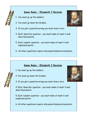 Elizabeth I Revision Game | Teaching Resources