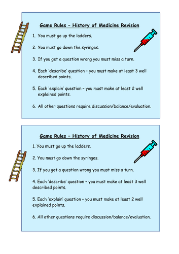History of Medicine Revision Game | Teaching Resources