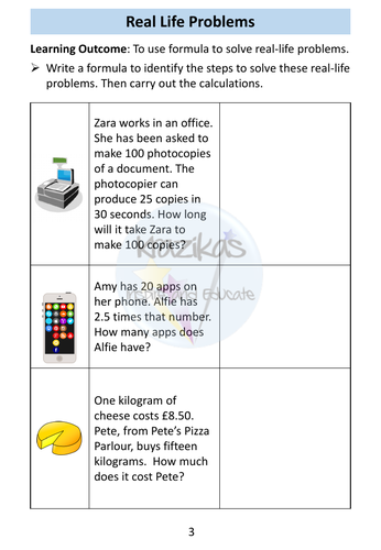 Formula Workbook - Level 1 Maths Functional Skills | Teaching Resources