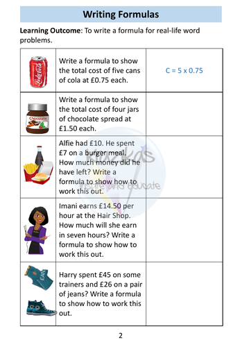 Formula Workbook - Level 1 Maths Functional Skills | Teaching Resources