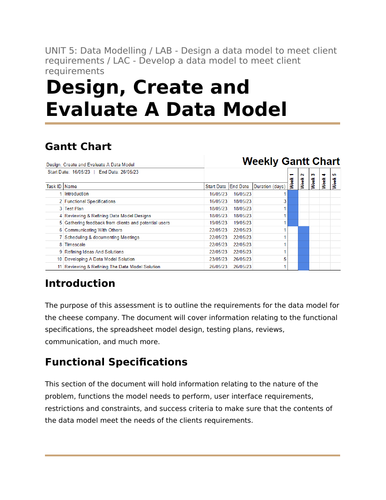 Btec It Level 3 Unit 5 Data Modelling Learning Aim Bandc Teaching Resources