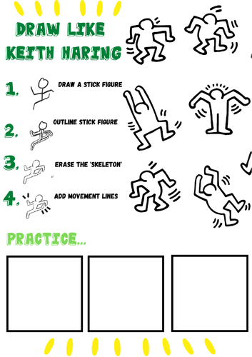 Character drawing in the style of Keith Haring worksheet / extension ...