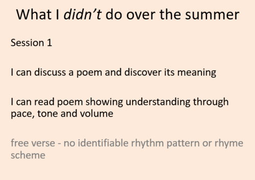 First week back poetry | Teaching Resources