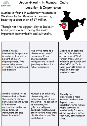 GCSE Geography Urban Growth in Mumbai, India | Teaching Resources