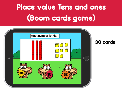 Place Value Tens and Ones Boom Cards Game | Teaching Resources