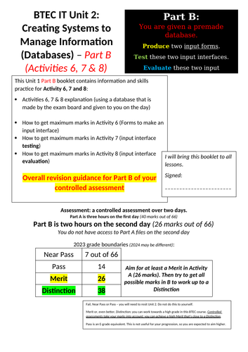 Btec It Unit 2 Part B Activities 6 7and8 Teaching Resources