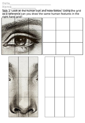 3 Human Facial Features Portrait Blending Pencil Worksheets for Shading ...