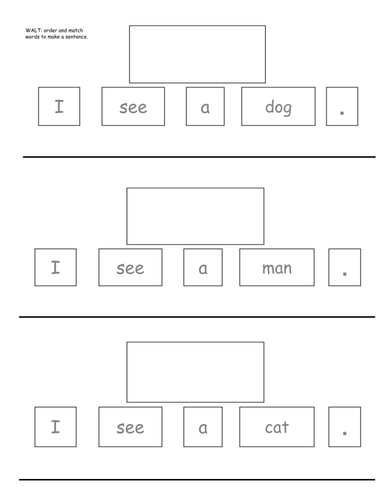 Order and match words to make simple sentences. EAL and early writing ...