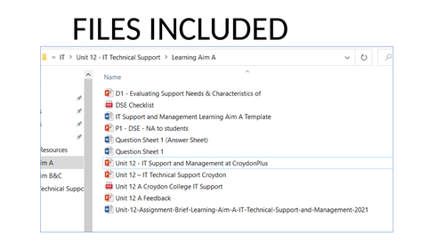 Level 3 IT BTEC - Unit 12: IT Technical Support (Learning Aim A ...