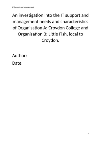 Level 3 IT BTEC - Unit 12: IT Technical Support (Learning Aim A ...