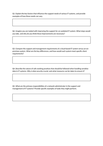 Level 3 IT BTEC - Unit 12: IT Technical Support (Learning Aim A ...