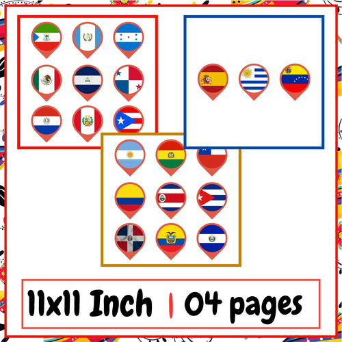 Hispanic heritage month classroom decor | Hispanic Countries flags-map ...