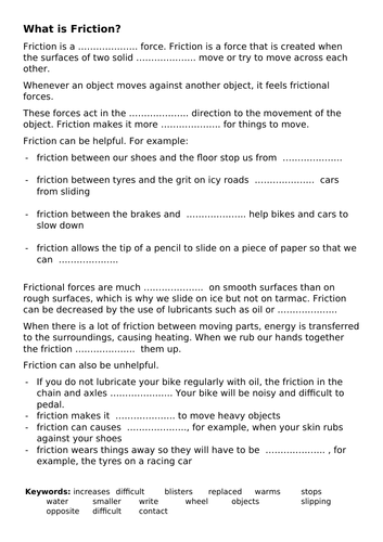 AQA KS3 Contact Forces – Friction | Teaching Resources