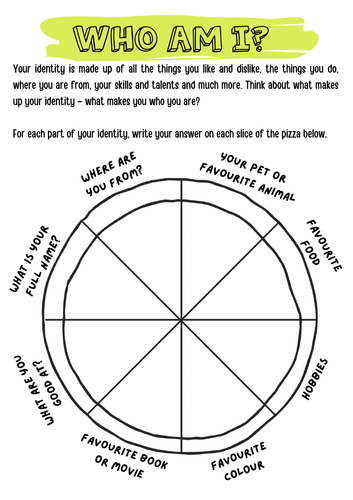 Identity "who am I?" project starter excercise / worksheet | Teaching ...