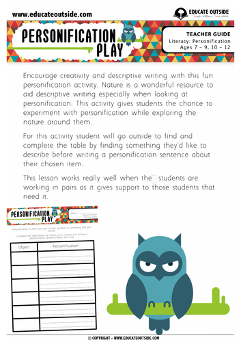 Outdoor Personification Activity - FREEBIE | Teaching Resources